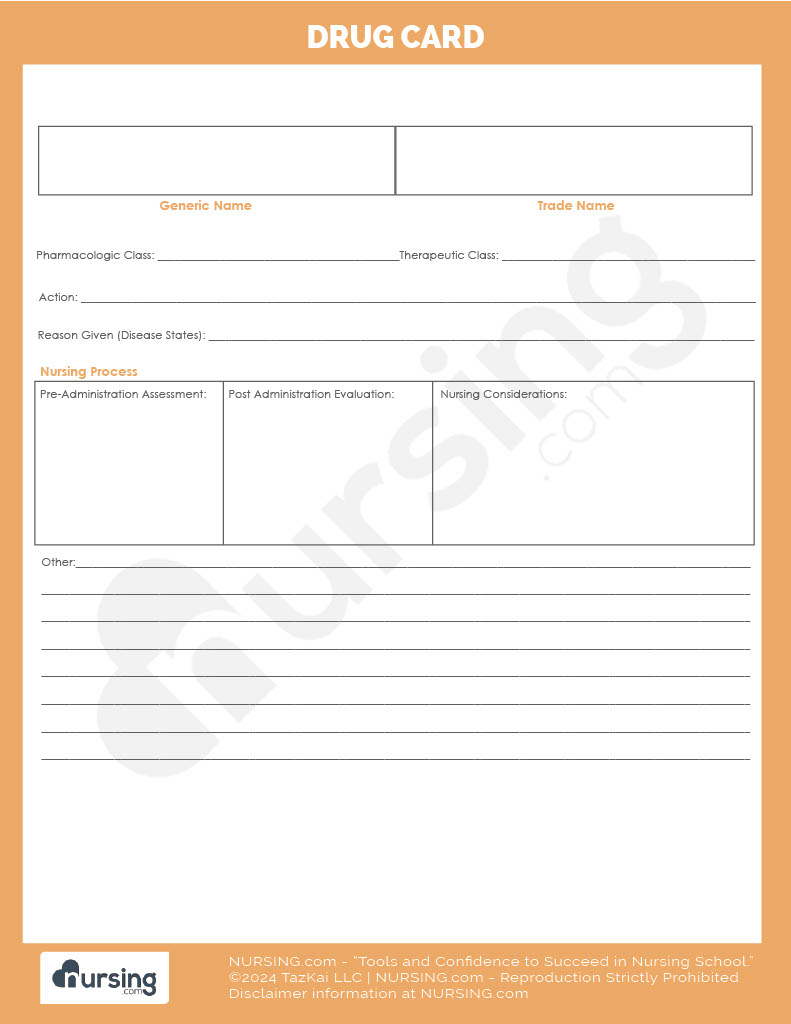 Drug Card Template - NURSING.com
